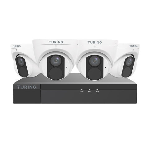 Turing Video TLK4T441 Lite IP Kit with (4) 4MP Turret Cameras and (1 ...