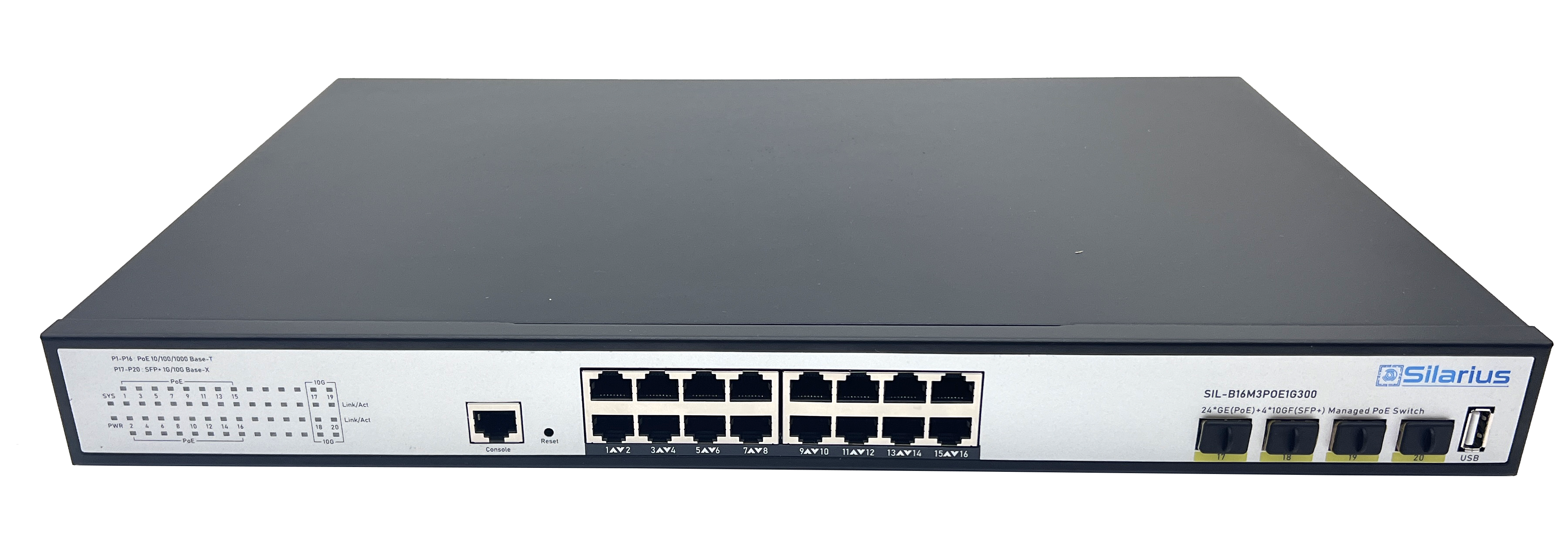 Silarius SIL-B16M3POE1G300 16 Ports 10/100/1000Mbps Gigabit Layer3 Man