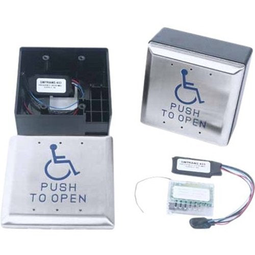 SDC 482S-KIT Push to Open 4-1/2" Square Wireless Push Plate Kit, Inclu ...