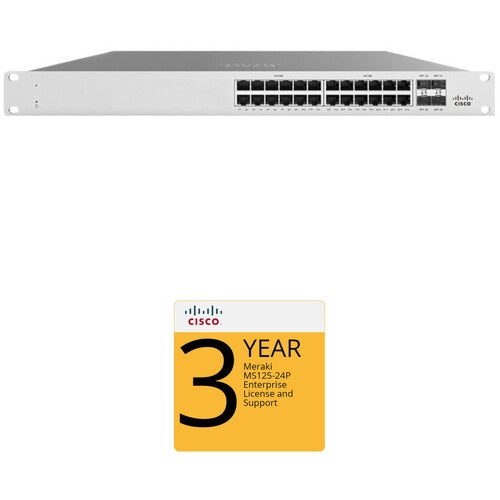 Cisco MS125-24P Access Switch with 3-Year Enterprise License and Suppo ...